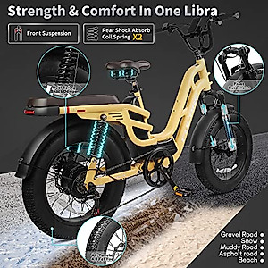 Fucare Libra 750W Electric Bike for Adults 32MPH 48V 20Ah LG Lithium Battery EBike with Full Suspension LCD Color Display 20"*4.0" All-Terrain Fat Tire 7 Speed Snow Commute Electric Bicycles