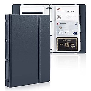 deli Business Card Book Holder, Business Card Organizer, Name Card Book Holder, Portable Office Business Card Holder, Hold 180 Cards, Blue