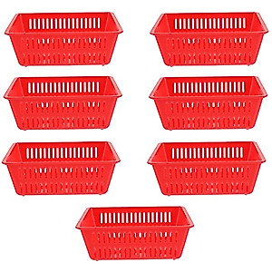 Kisangel 7pcs Coin Baskets Multipurpose Storage Basket Bin Desktop Sundries Container Sundries Organizer for Home Red