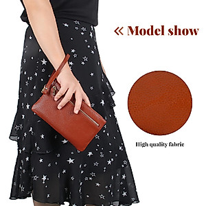 Oweisong Women Leather Wristlet Handbags Small Cell Phone Clutch Organizer Wallets Purses for Girls