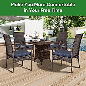 SAILARY Outdoor Wicker Patio Dining Chairs with Padded Cushions Set of 2: Porch Rattan Chairs Club Chairs with High Back and Deep Seating 350lbs, Brown