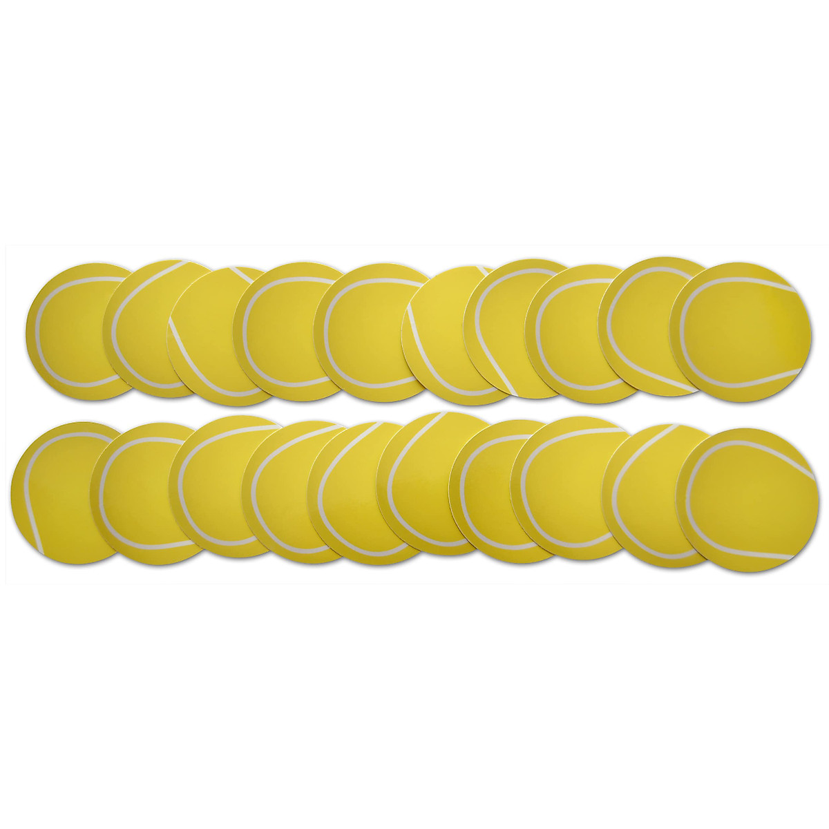 Novel Merk Tennis Sports Ball Vinyl Stickers - 2” Round Individual Decals for Laptop, Water Bottle, Phone, Party Favors, & Decor - Adheres to Clean Surfaces Waterproof & Repositionable (20)