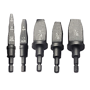 VideoPUP 5pcs Swaging Tool Drill Bit Set,Metric Pipe Expander Metric Air Conditioning Copper Pipe Expander - 6/8/10mm, 9/12mm, 5/8", 3/4", 7/8" Flaring Spin Set