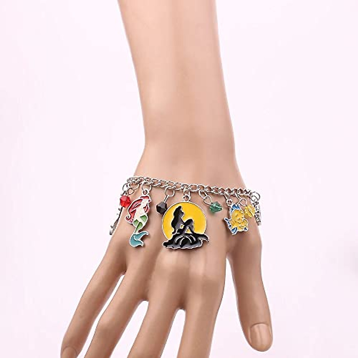 Blingsoul Silver Charm Mermaid Bracelet - Enchanting Sterling Silver Charm Bracelets for Women and Girls, Ideal Cosplay Costume Mermaid Jewelry and Mermaid Gift | [J100054] Litle Mermad 1