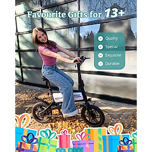 Gotrax Nano 14" Folding Electric Bike, Max Range 25Miles(Pedal-Assist) & Max Speed 15.5Mph, Power by 350W Motor, Adjustable Seat & Dual Fenders, Commuter Electric Bicycle for Adults/Teens Black