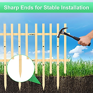 Decorative Garden Fence Bamboo 10 Pack 10.4 ft (L) x 22.2 in (H) Garden Fence Animal Barrier Fence Border for Small Dog Rabbit Flower Bed Fencing for Yard Patio Landscape Outdoor, Yellow