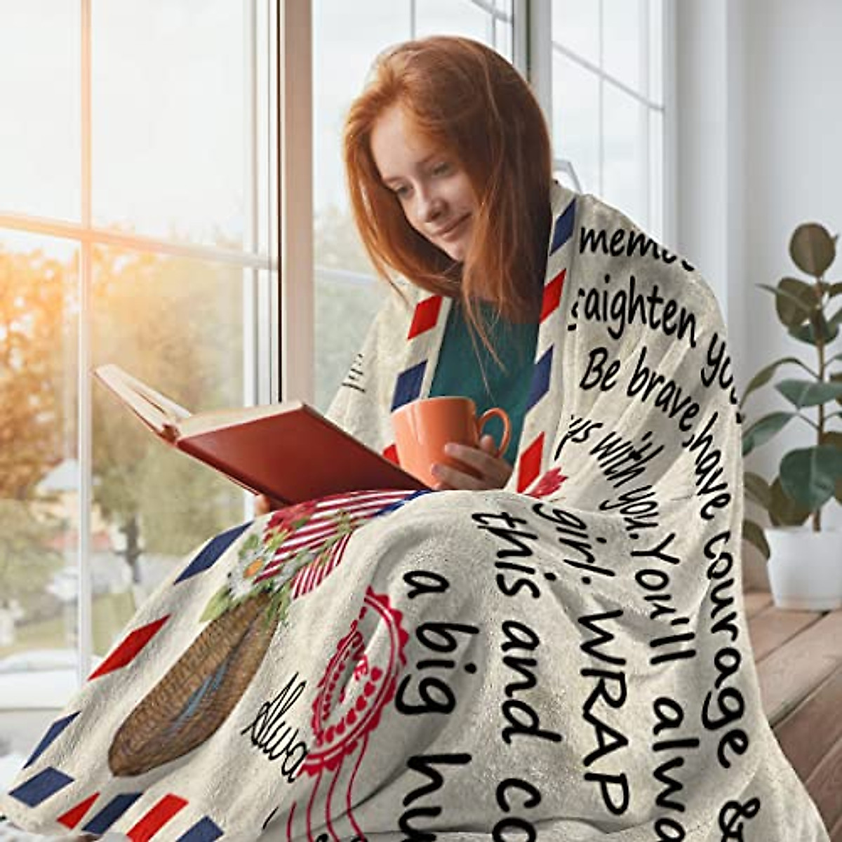 Envelope Blankets for Daughter,to My Daughter Blanket,Unique, Ultra-Soft Flannel Throw Blanket for Holiday Birthday for Bed Sofa Camping 60x50 inch