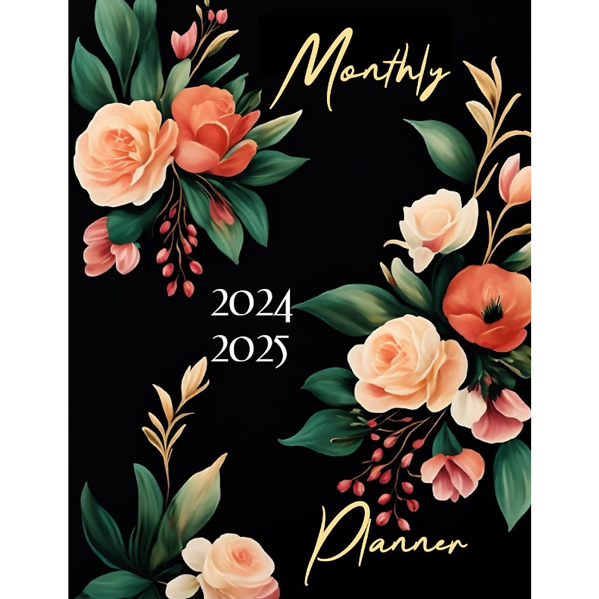2024-2025 Monthly Planner: Achieve Your Goals with Our Clear and Easy-to-Read Large Floral Two 2 Year Agenda Organizer