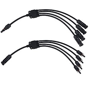 ZOOKOTO Solar Connector Y Branch 1 to 4 5-Way Connector Adapter Splitter Combiner Parallel Adapter Cable Wire Plug Tool Kit for Solar Panel 1 Pair（M/FFFF and F/MMMM）