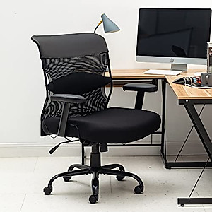 Office Chair 500lbs Big and Tall Wide Seat Computer Chair Ergonomic Massage Rolling Swivel Desk Chair with Lumbar Support Armrest Mesh Adjustable Chair for Adults, Black