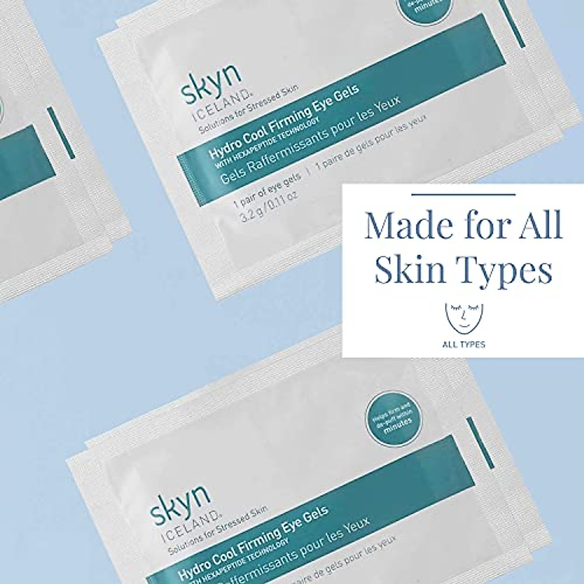 skyn ICELAND Hydro Cool Firming Eye Gels: Under-Eye Gel Patches to Firm, Tone and De-Puff Under-Eye Skin, 4 Pairs
