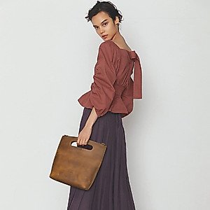 S-ZONE Vintage Genuine Leather Tote Bag for Women Large Shoulder Purse Handbag with Clutch Bag