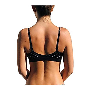 Blue 55 Women's Bralette Wireless Padded Bra Top Sexy Everyday Basic Deep V-Neck (S/M, Polka-Dot)