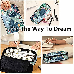 Yekiua Cacti Succulents Pencil Case Beautiful Pastel Vintage Flowers Big Capacity Pencil Pouch Office College School Makeup Bag For Teens Girls Adults Student Pink White Yellow