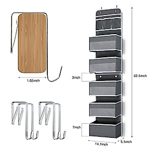 Tuffen Over Door Organizer, 6 Shelf Bathroom Organizer, 1 Split into 2 Hanging Closet Organizer for A Room, Kitchen, Bedroom, and Toy, Shoe, Stuffed Animal, Velcro Fixed Without Deformation, Grey