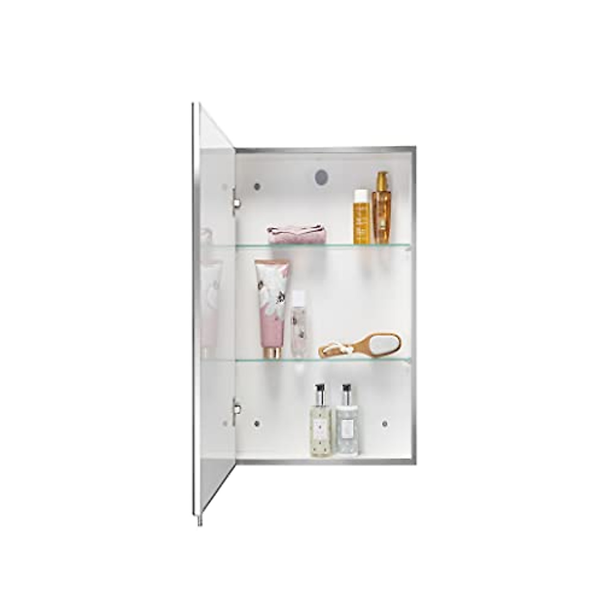 Croydex Finchley Single Door, Surface Mount Flexi-Fix Easy Hanging System Medicine Cabinet, 16 in (W) x 26 in (H) Stainless Steel