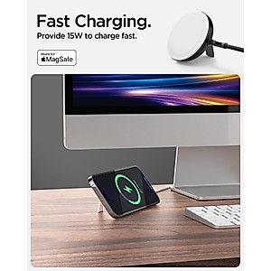 Spigen ArcField (MagFit) MFM Made for MagSafe 15W Wireless Charger Kickstand for iPhone 15 Plus Pro Max iPhone 14 13 12 USB C Charger Stand pad Standby with 6.6ft Cable -Wall Charger Not Included