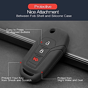 INFIPAR 2pcs Compatible with Ford Maverick F-150 F-250 F-350 F-450 F-550 Super Duty Lightning Ranger Bronco Expedition Escape Explorer Fusion EcoSport F-650 F-750 Key Fob Cover Case Key Chain