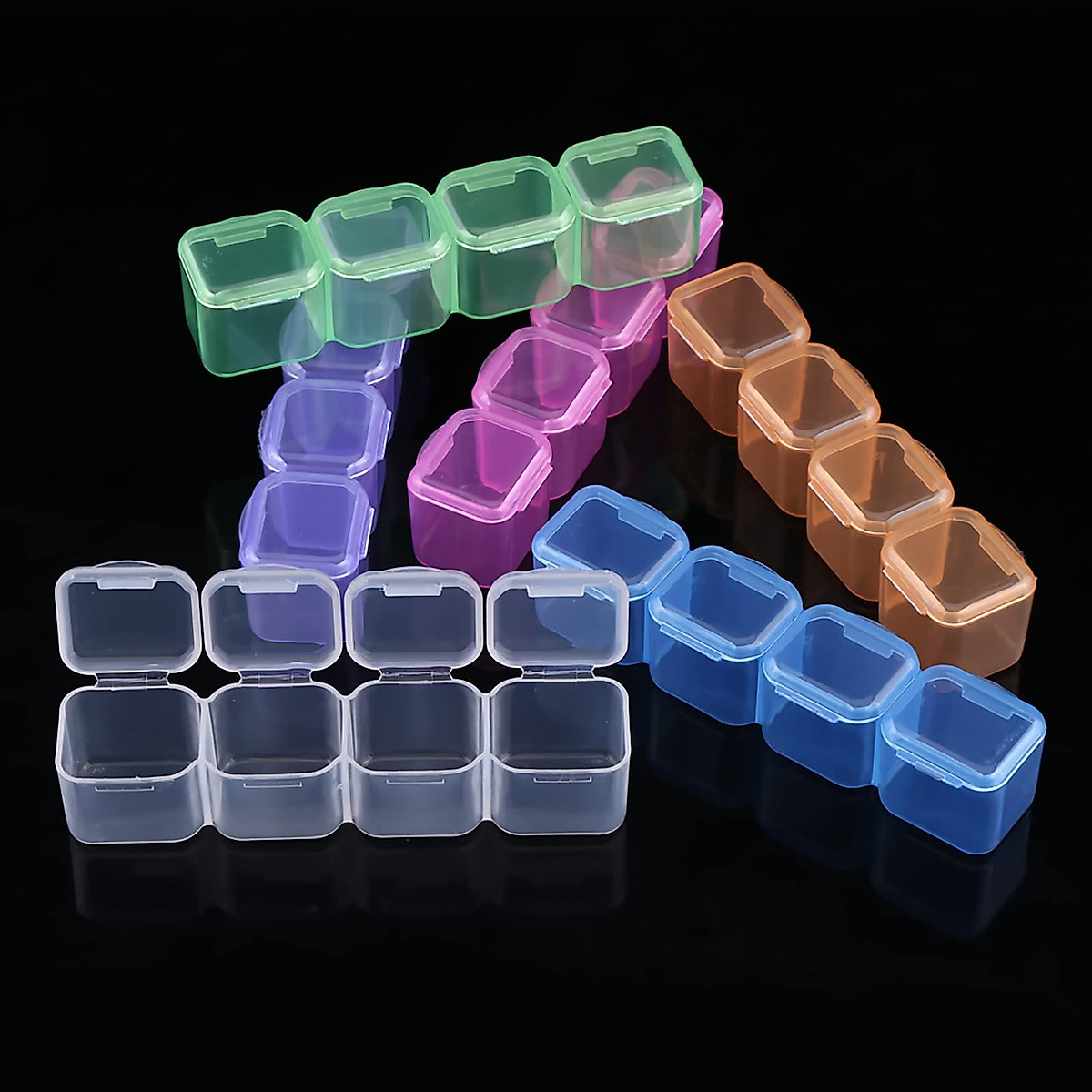 Hilitand Diamond Embroidery Box, 28 Grids Plastic Transparent Storage Box Nail Art Rhinestone Jewelry Beads Display 7 Color Case Organizer