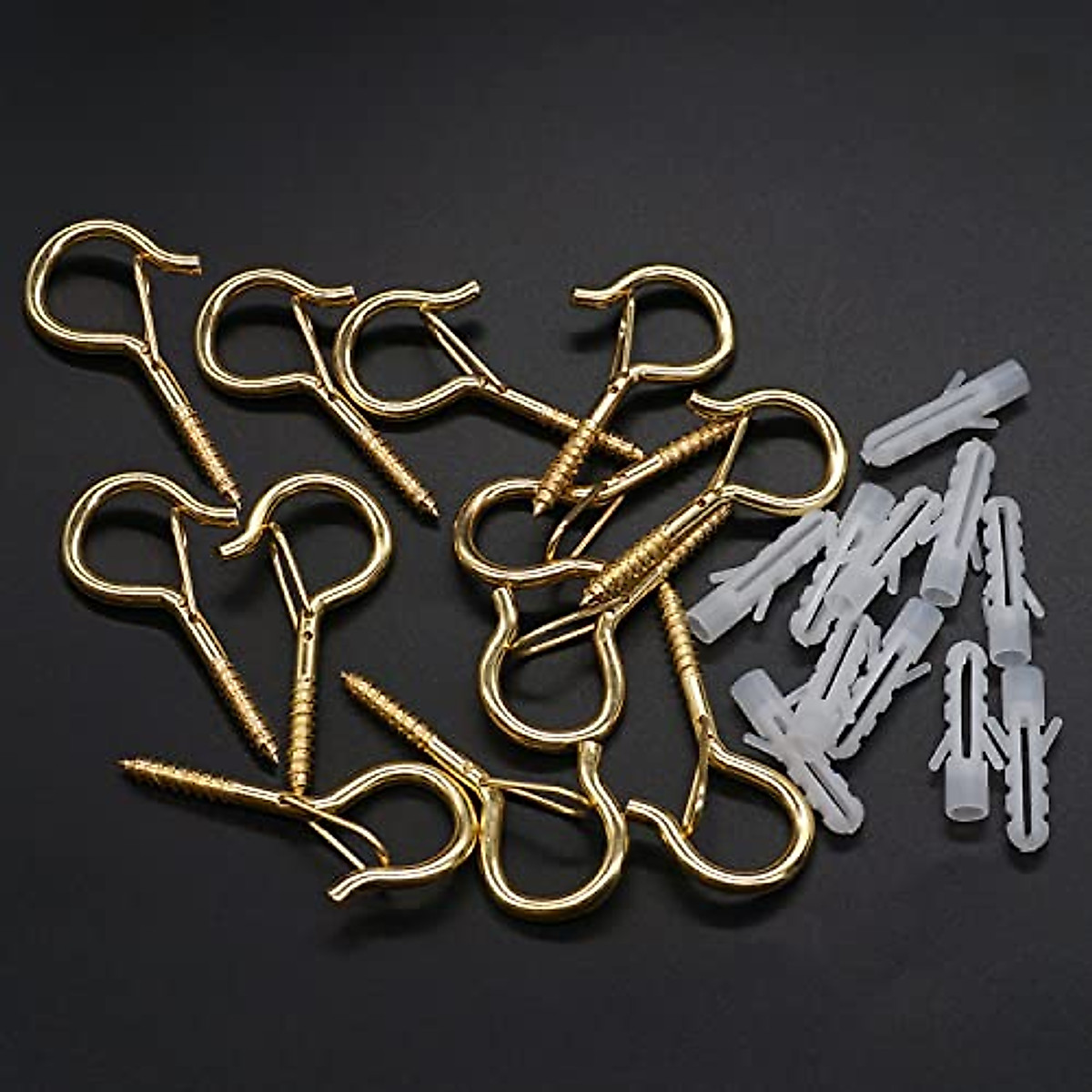 mankk 12 PCS Q-Hanger Hooks, Light Screw Hooks Safety Buckle Design with Wing Nut Driver for Hanging Outdoor String Lights Christmas Light ,Ceiling,Hanging Plants(Gold) M-083-GD