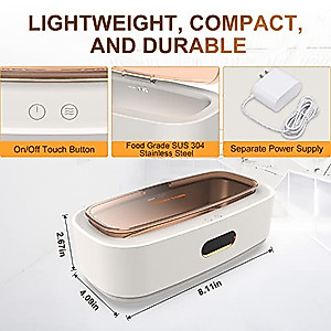 Venussar Ultrasonic Cleaner, Sonic Jewelry Cleaning Machine 300ML, 45kHz Professional Ultrasonic Jewelry Cleaner Machine for Glasses, Jewelry, Watches, Dentures, 4 Gear Adjustable (White)