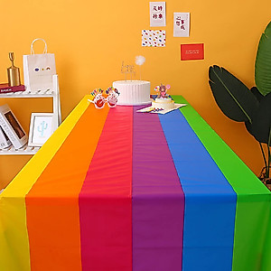 RCFFDL Pride Rainbow Tablecloth, 2 Pack Disposable Table Covers, 54" x 108" Plastic Table Cloth for Rectangle Tables for Wedding, Party, Banquet, Burgunday
