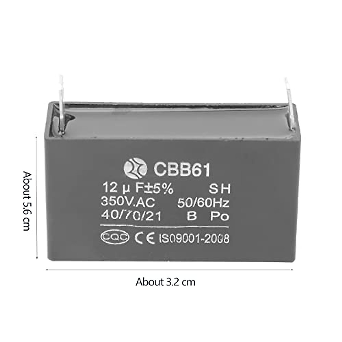 Fafeicy CBB61 Capacitor, AC350V Plastic Capacitor, Gasoline Generator Starting Air Conditioning Motor Capacitor 350VAC 12UF for Gasoline Generator Starting and Fan Motor