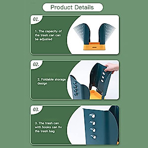 Asitp Plastic Small Trash Can, 9-Gear Adjustable Size Multifunction Garbage Can, Detachable Design Trash Bags Holder for Home, Office and Outdoor, Garbage Bag Not Fall Off