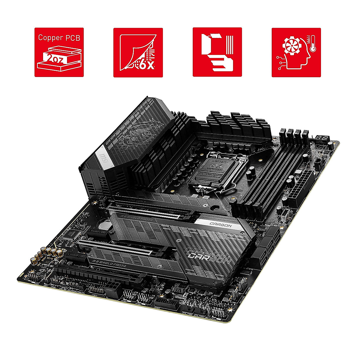 MSI MPG Z590 Gaming Carbon WiFi Gaming Motherboard (ATX, 11th/10th Gen Intel Core, LGA 1200 Socket, DDR4, PCIe 4, CFX, M.2 Slots, USB 3.2 Gen 2, Wi-Fi 6E, DP/HDMI, Mystic Light RGB) (Renewed)