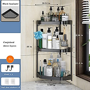 3-Tier Corner Bathroom Organizer Countertop Black Under Sink Organizers and Storage shelves Shelf Cabinet For Kitchen/Bedroom/Office