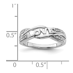 925 Sterling Silver Diamond Love Engagement Wedding Ring (.01 cttw.) (2mm)