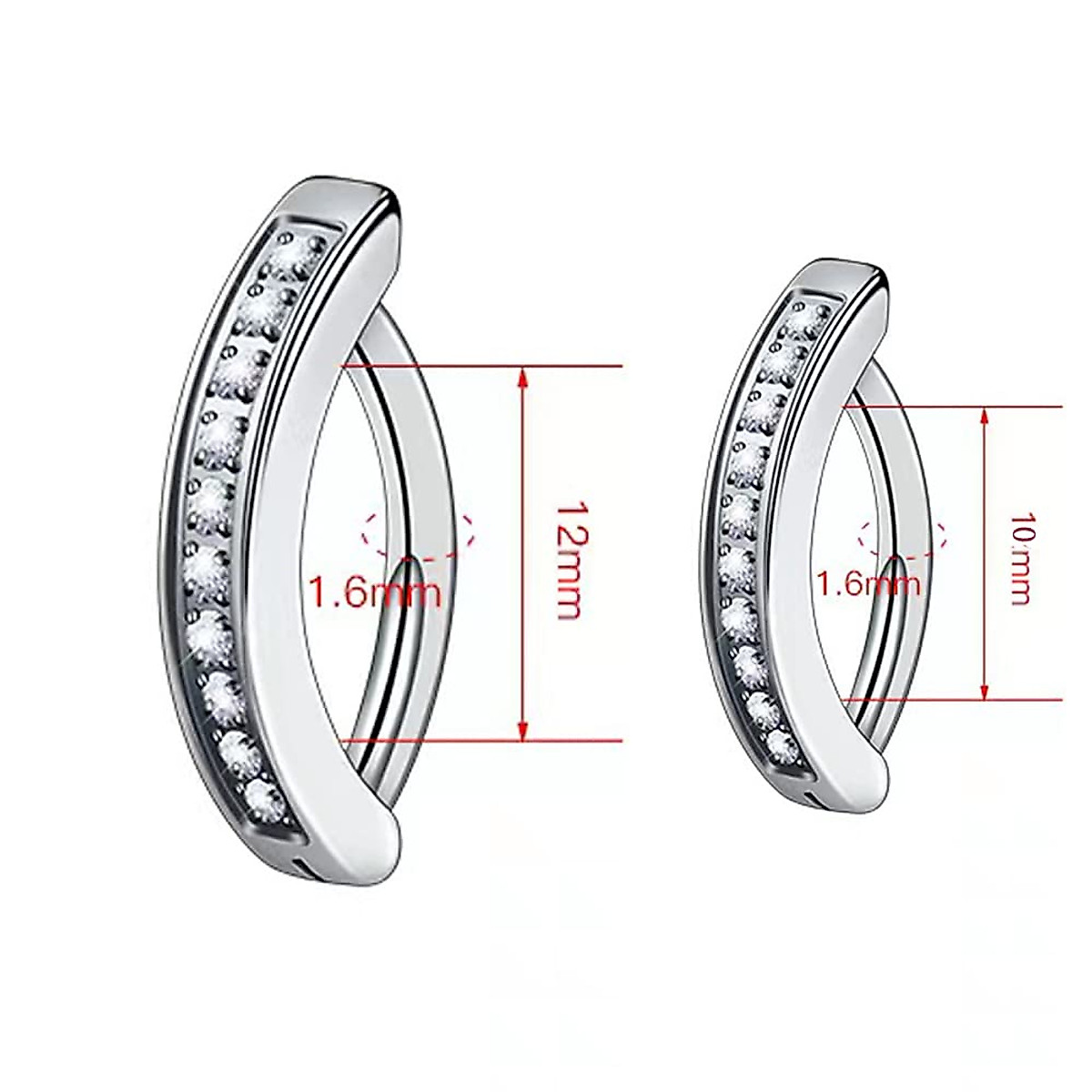 Piercingpops 2PCS 14g Sparkly CZ Clicker Belly Button Ring Surgical Stainless Steel Belly Ring Naval Ring Piercing Jewelry (2PCS CZ Silver (10mm+12mm))