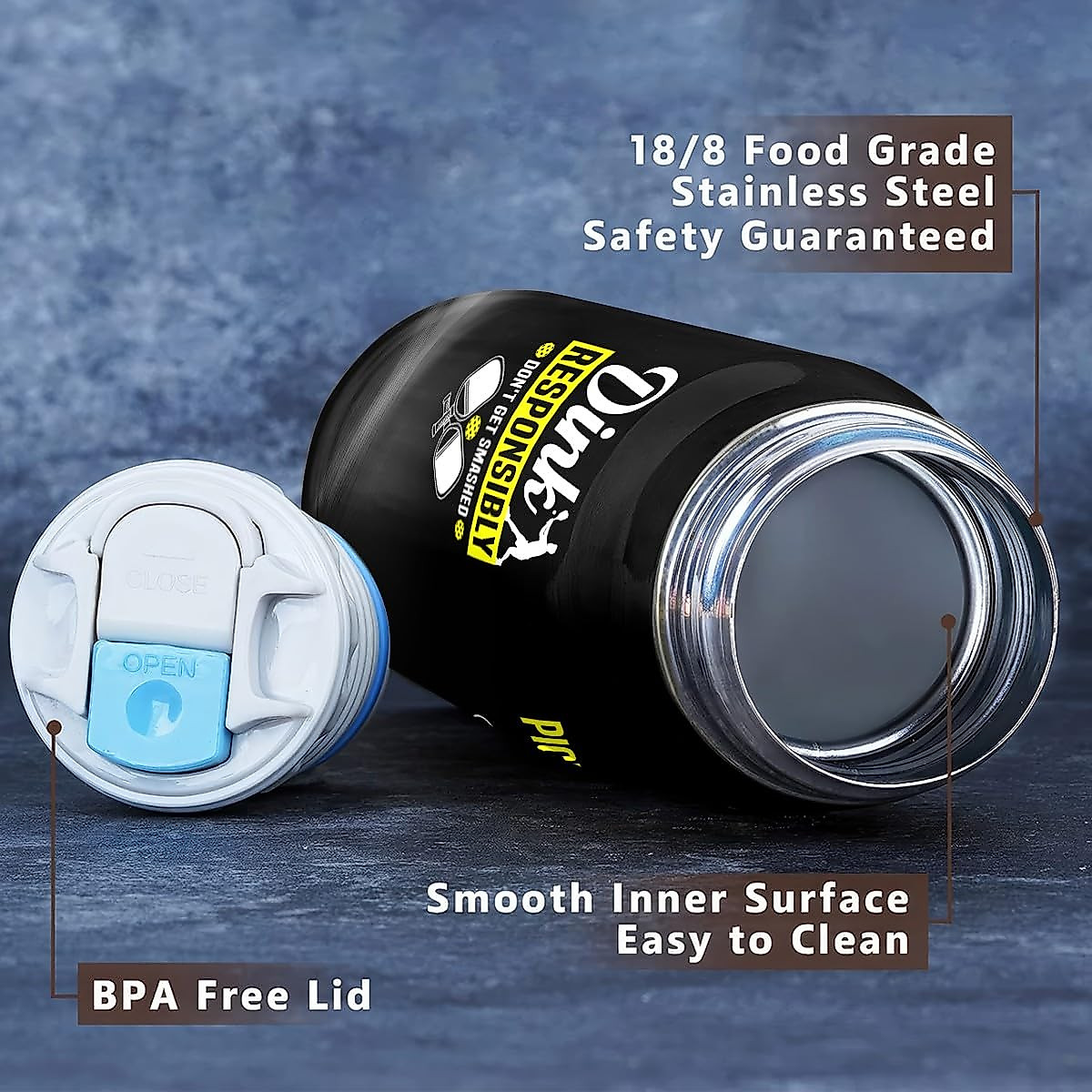 NAMRIST Dink Responsibly Pickleball Bullet Tumbler 17oz Stainless Steel Vacuum Insulated Sports Tumblers Double Wall Women Men Travel Cup Gifts for Dad Husband Boyfriends