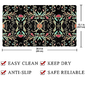 Bath Tub Shower Mat - Anti-Slip PVC Material 15.1x26.8 in, Gentle Cushioning Quick Drying Suction Cups Reliable Solution - Woven Floral Pattern Non-Slip Floor Mat
