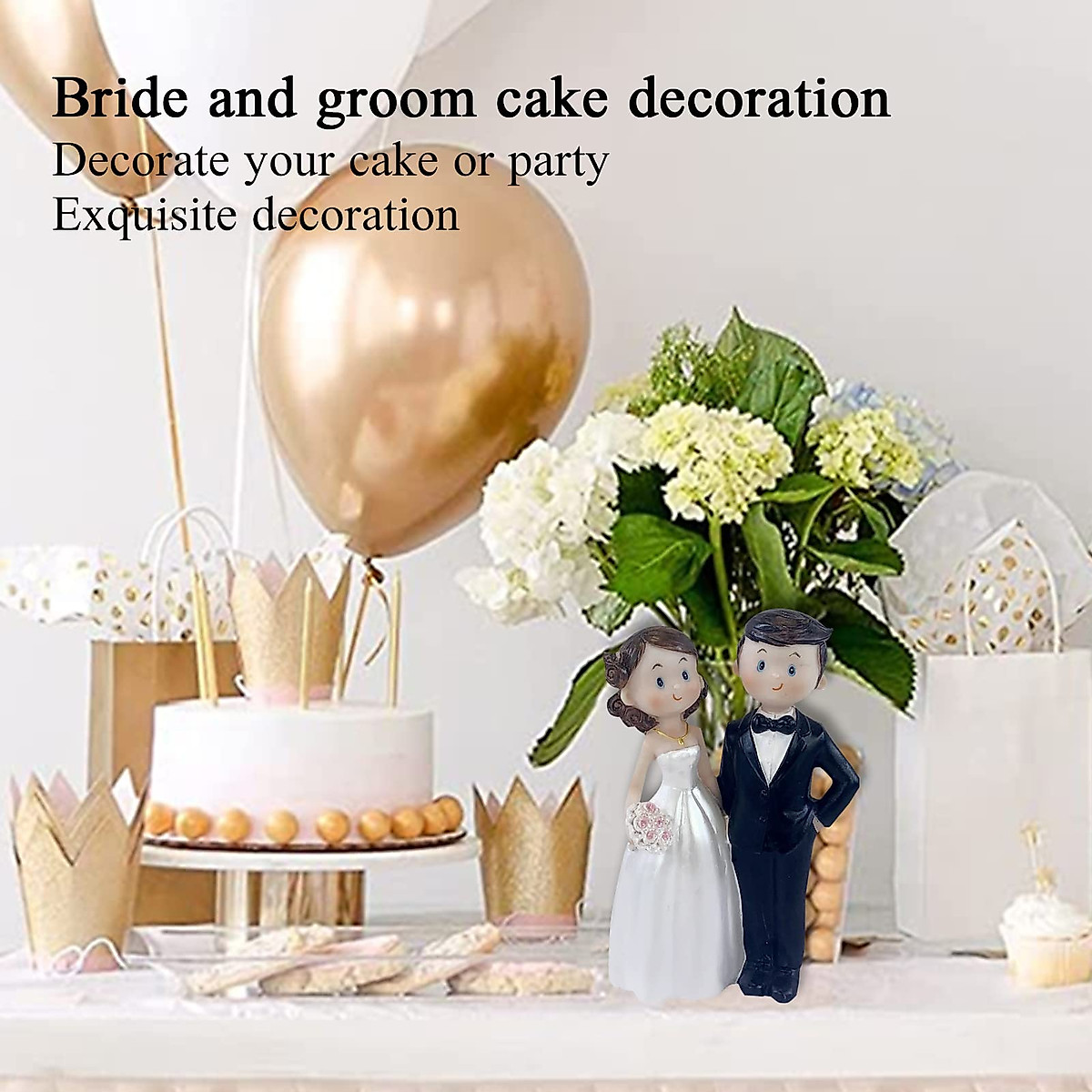4.7"Wedding Cake Toppers Bride and Groom Figures Ornament Toy Gifts Decorations