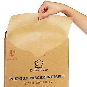Parchment Paper Baking Sheets Unbleached Non-Stick Precut 12x16 Inches Will Not Curl Pack of 200