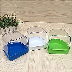 Parrot Bathing Hanging on Cage Birdbath Bird Supplies Plastic Box Cage Accessories for Pet Shower(Yellow)