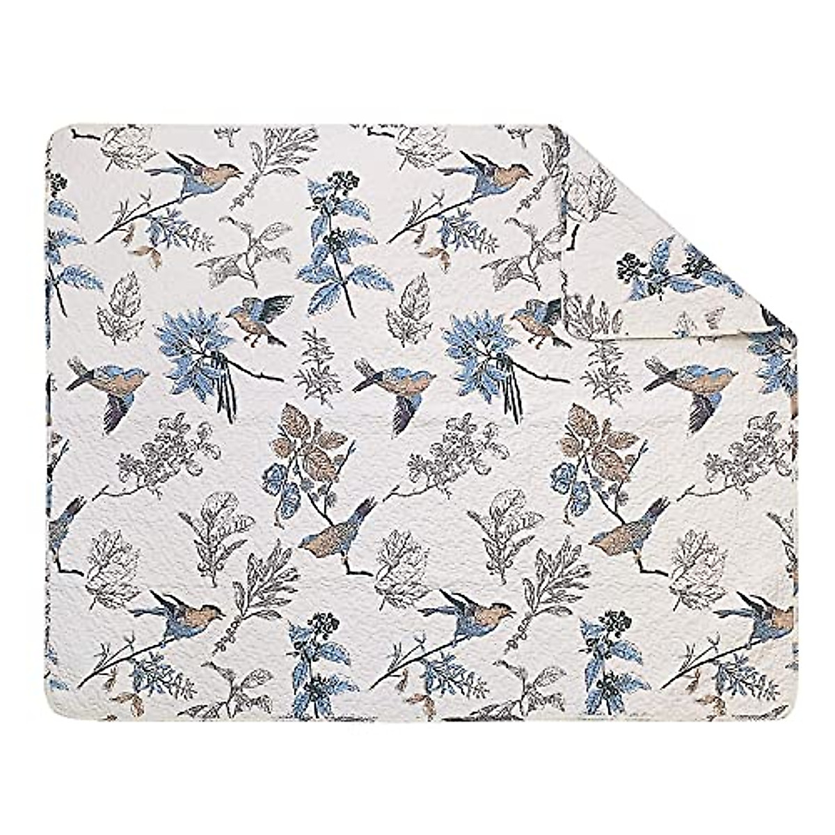 Brandream American Country Quilted Throw Blanket Cotton Birds Printing Throw Quilt 47 X 60 Inch, Beige