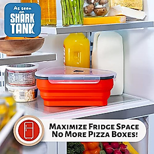 The Perfect Pizza Pack™ - Reusable Pizza Storage Container with 5 Microwavable Serving Trays - BPA-Free Adjustable Pizza Slice Container to Organize & Save Space, Red