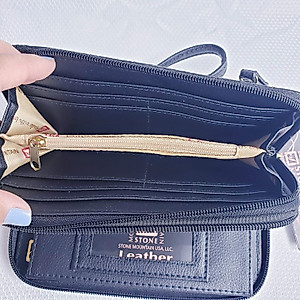 STONE MOUNTAIN black embossed paisley Wristlet Wallet & Checkbook insert SLG