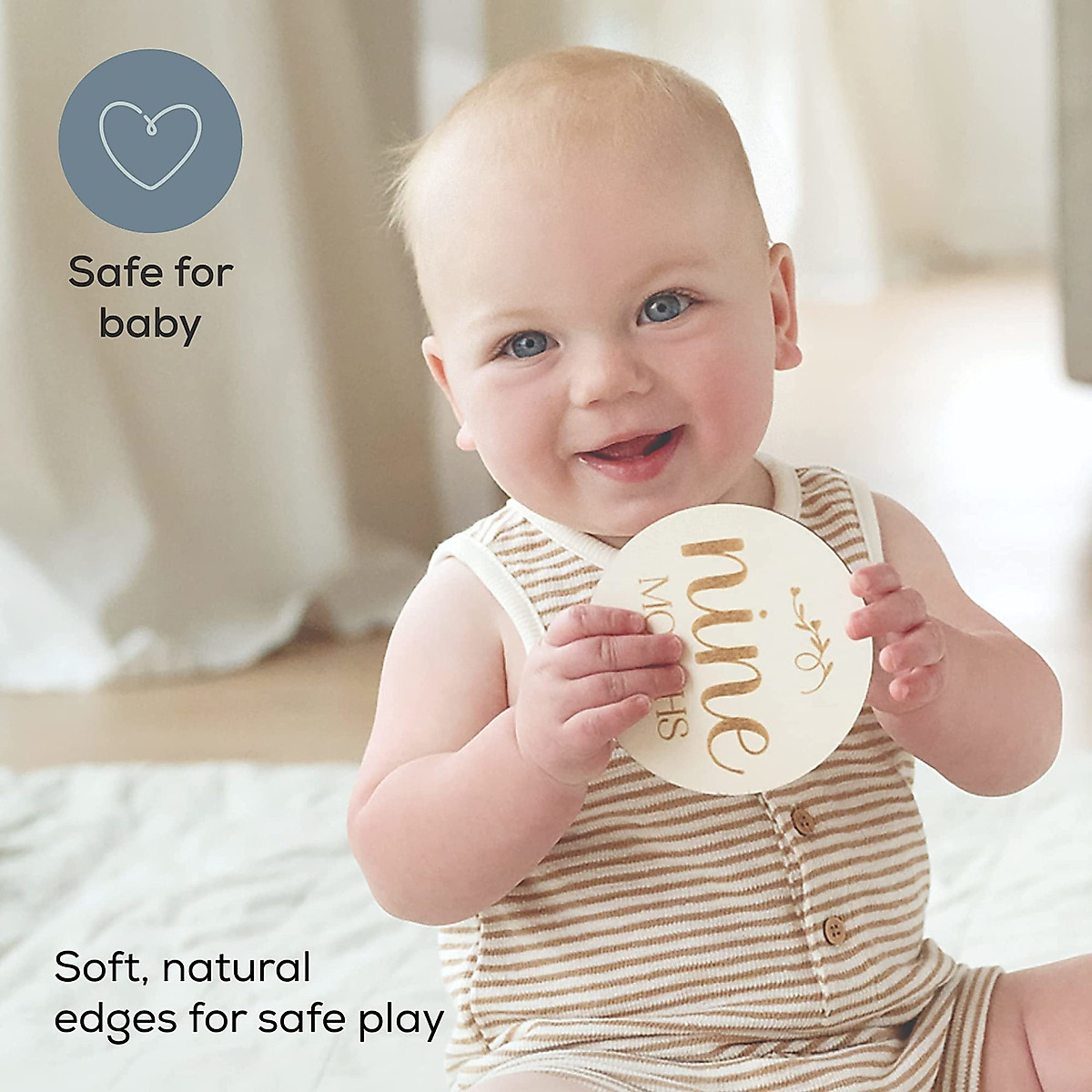 First Landings Birch Milestone Cards - Birch Milestone Markers for Baby's First Year - Light Brown