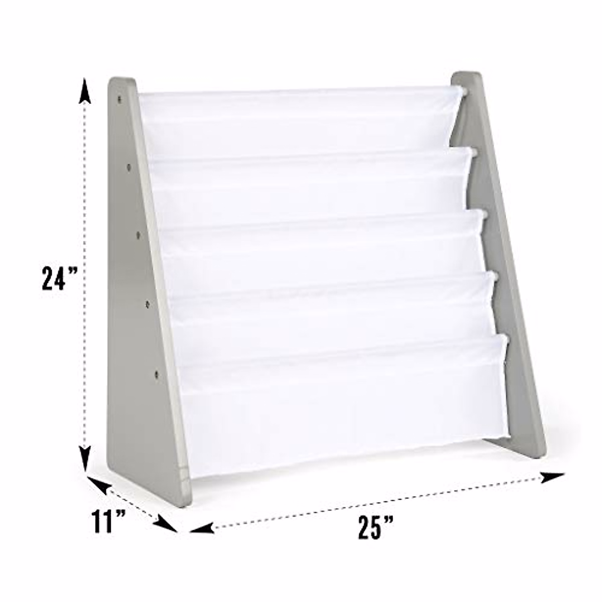 Humble Crew, Grey/White Kids Book Rack Storage Bookshelf, 4 Tiers