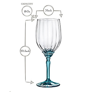 Bormioli Rocco Florian 18 oz. Red Wine, Gin & Tonic Glasses, Lucent Blue, Set of 4