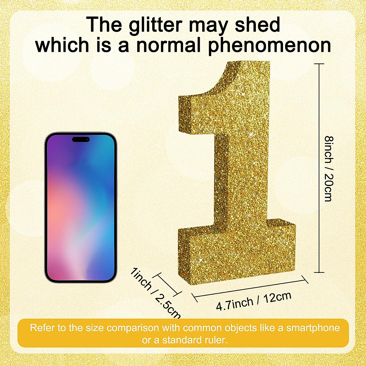 TONIFUL 8 Inch Gold Glitter Numbers Table Centerpieces 0-9 Birthday Party Decorations,Shining Golden Digital 1 for Birthday Party,Wedding,Bridal Shower,Engagement,Photo Shoot,Anniversary