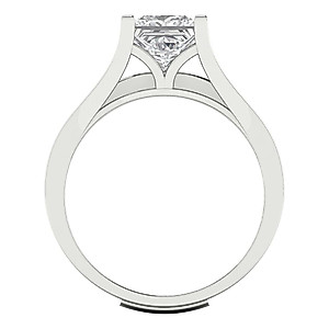 Clara Pucci 2.28 Carat Princess Cut Clear Simulated Diamond 14k White Gold Solitaire W/Accents Wedding Engagement Bridal Ring Set Size 3.5