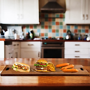 36" Acacia Wooden Charcuterie Boards with Handles, Extra Long Cheese Serving Board for Appetizers Food, Cutting Board Bread Meat Display Kitchen Decor