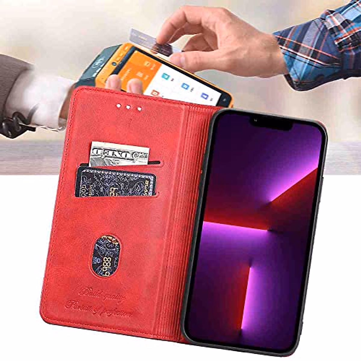 BANLEI2U Phone Cover Wallet Folio Case for Oppo Reno 2, Premium PU Leather Slim Fit Cover for Reno 2, Luxury, Red