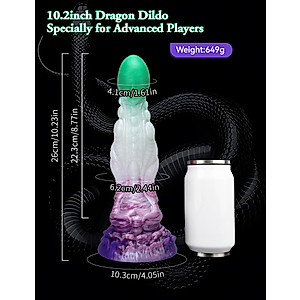 Realistic Thick Dragon Dildo with Knot, 10inch Long Monster Dildos Silicone Fantasy Dildo Anal Plug Toys for Women and Men Couples