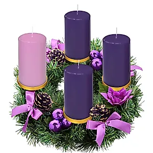 Title: Advent Candles Set of 4 – Made in the USA None Drip Advent Pillar Candles – Unscented Purple & Pink Advent Candles for Church and Home Advent Décor decoration Advent Wreaths Rings Candle Holder