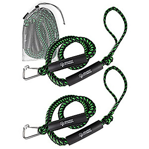 Gradient Fitness Bungee Dock Line (4' - 2 Pack) | Marine Rope Boat Dock Lines Make Docking & Boarding Easy for Jetski, Kayak, Pontoon. Boat Accessories Stretch 4'-5.5'. Mooring Boat Rope Absorbs Shock